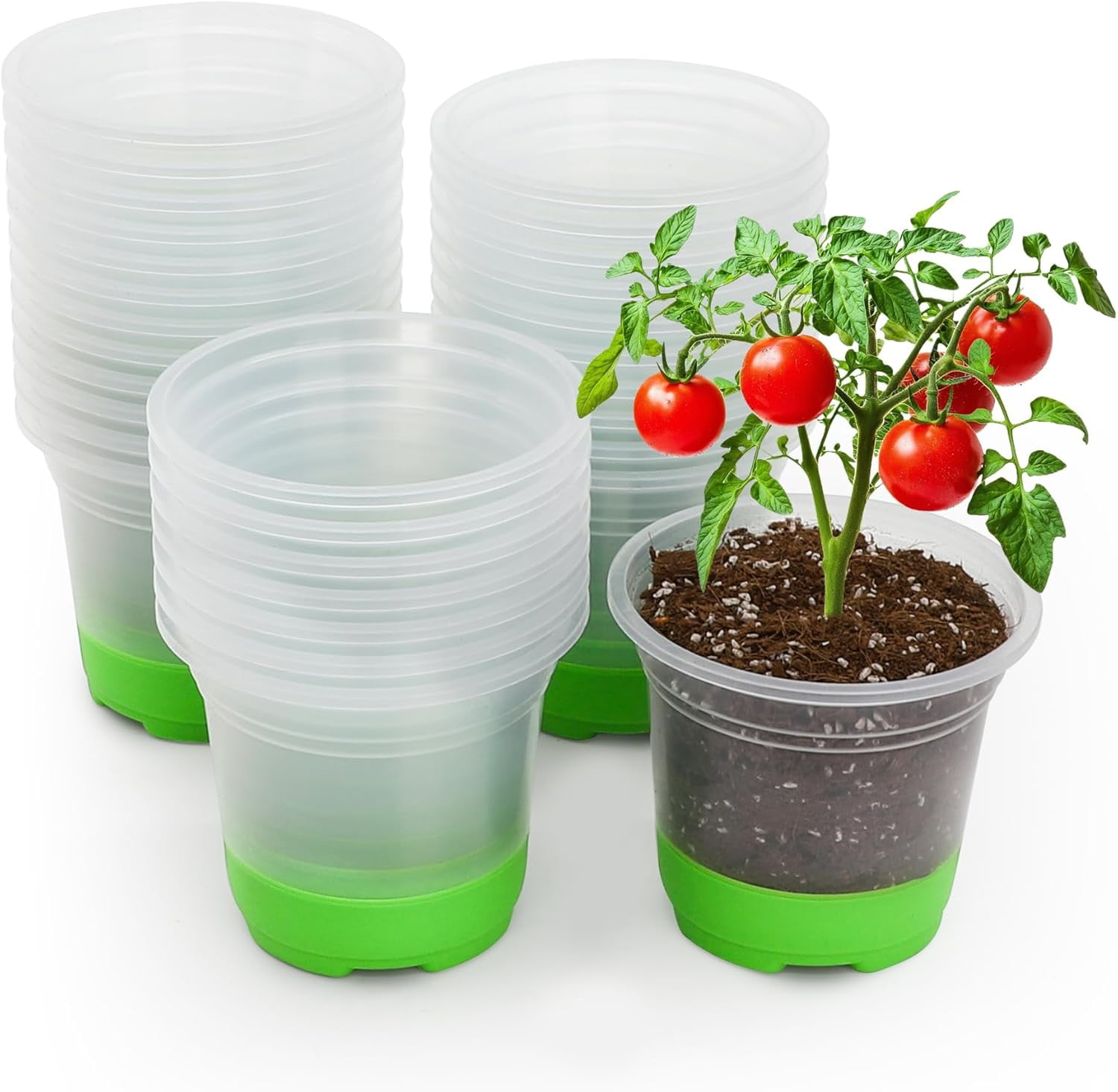 30 Packs 5 Inch Reinforced Nursery Pots with Silicone Base for Easy ...