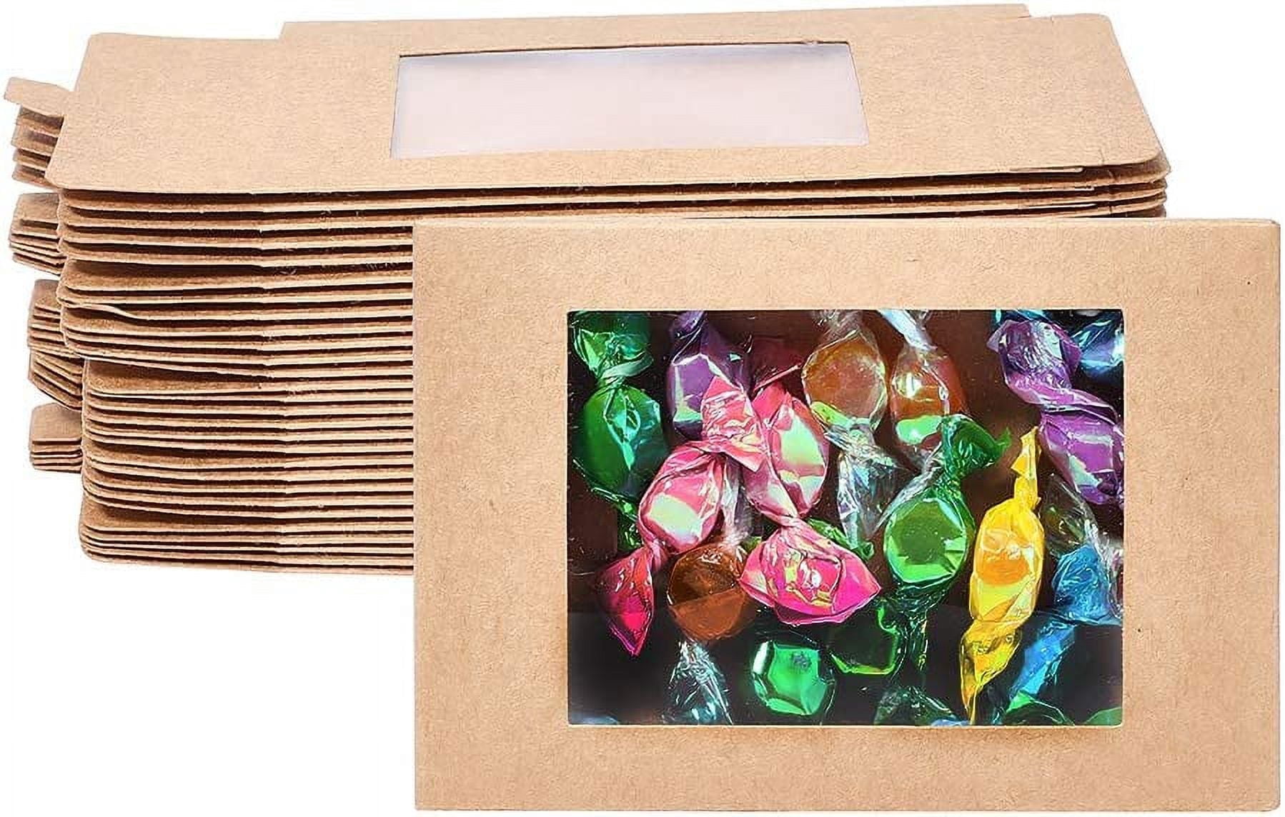 DIY 30 Packs 5x3x0.6 Inches Kraft Paper Bakery Box with Clear PVC ...