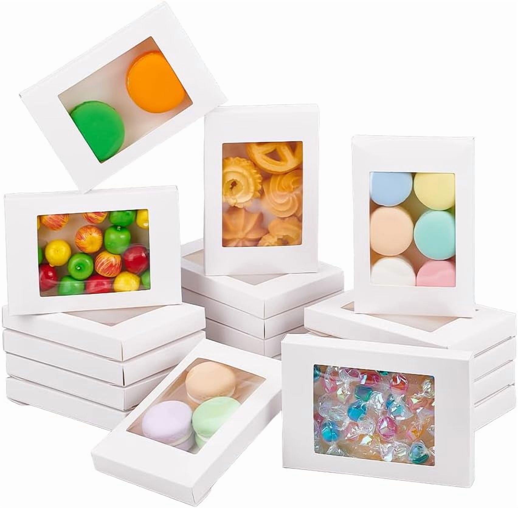 30 Packs 5x3x0.6 Inches White Kraft Paper Bakery Box with Clear PVC ...