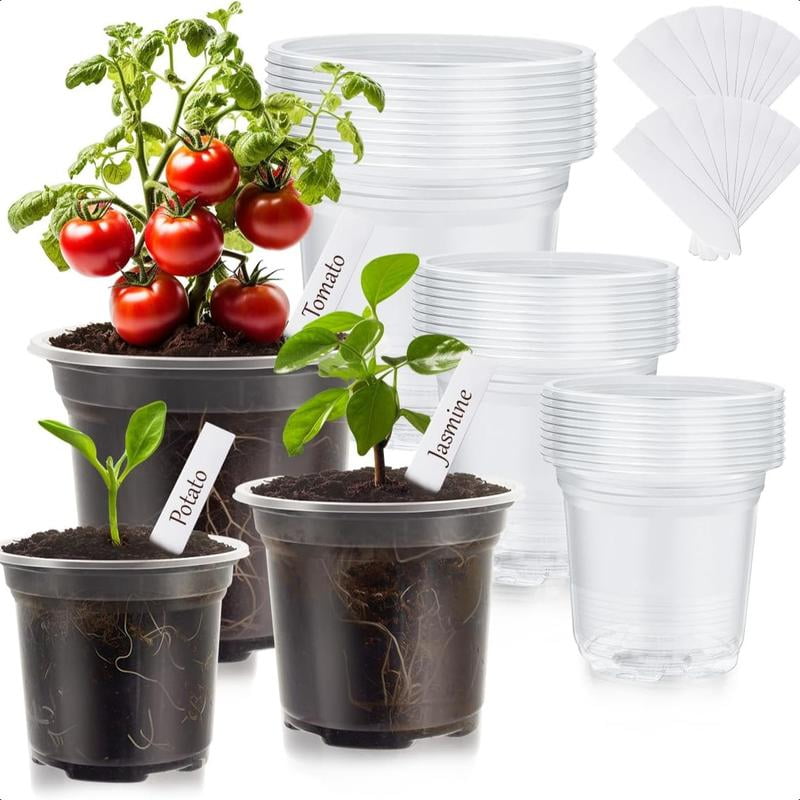 30 Packs Clear Nursery Pots for Plants, 3.5/4/5 Inch Plant Pot for ...