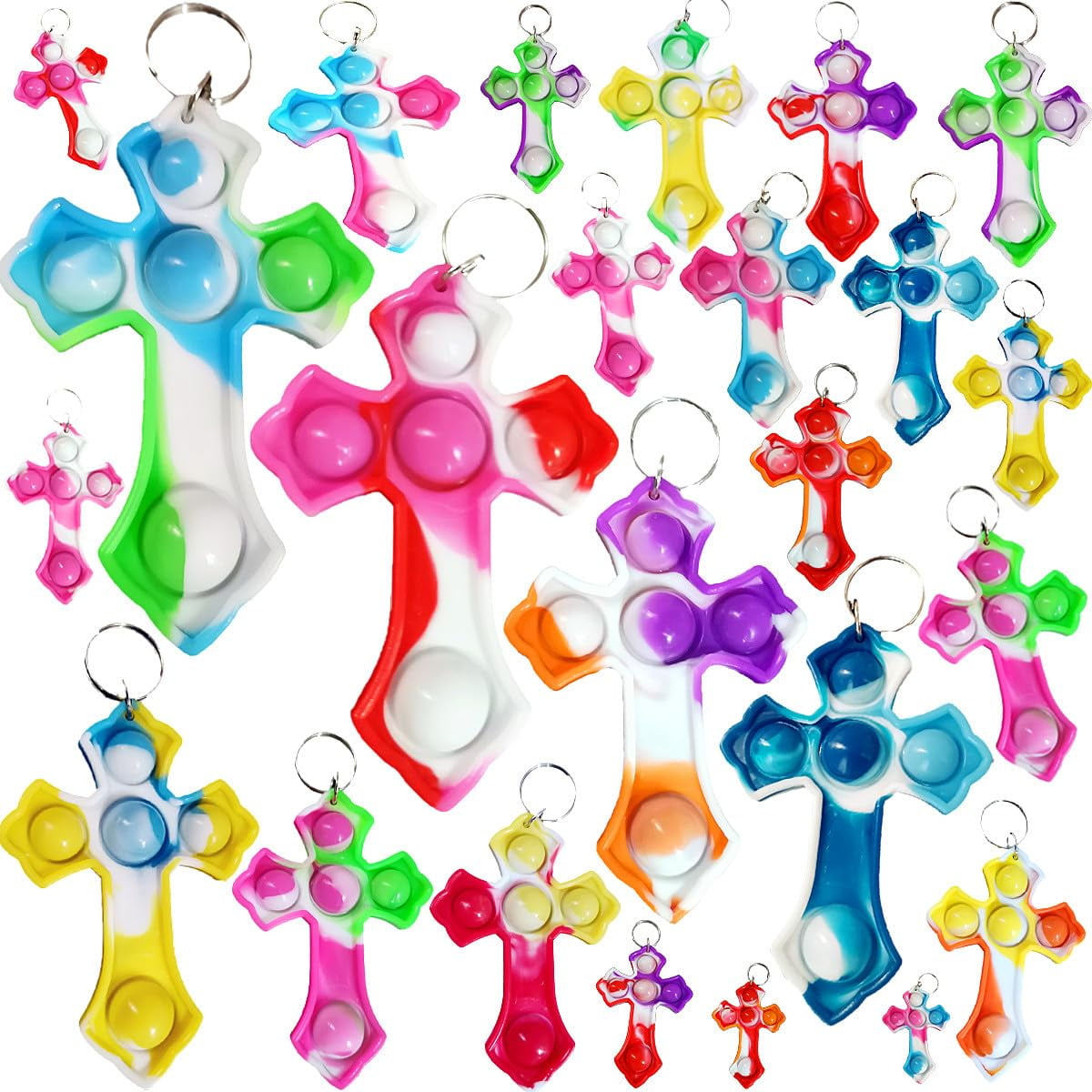 30 Packs MiniITSC Backpack Pop Fidget Bubble Toys, Bulk Religion Cross ...