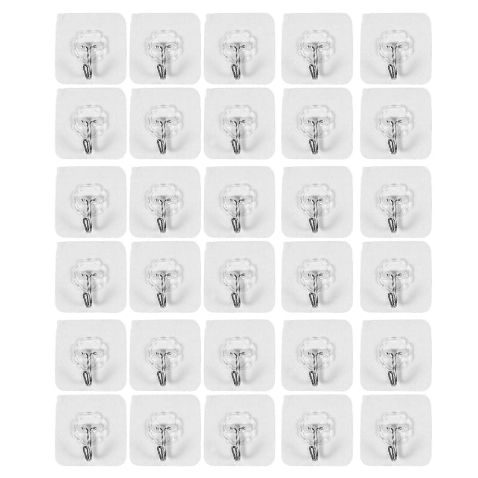 30 Packs Reusable Adhesive Hooks,Transparent Heavy Duty Wall Hooks with ...