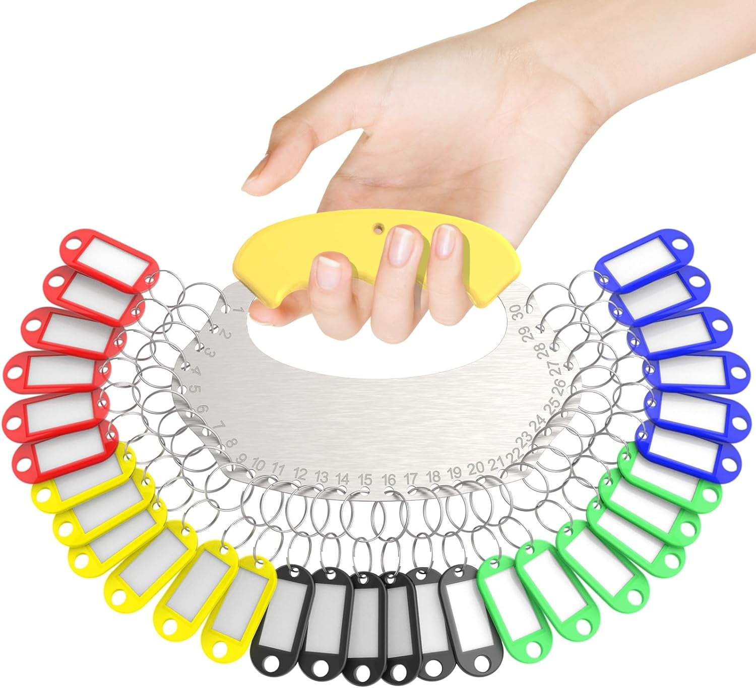 30 Packs Tough Plastic Key Tags with Split Ring, Writable Key Labels ...