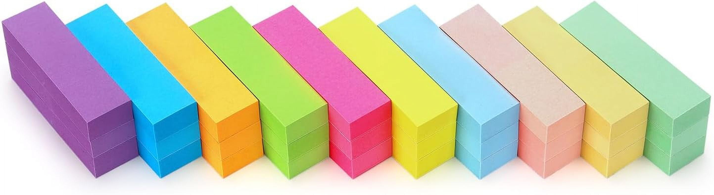 30 Pads 0.6x2 Inch Sticky Notes Flags Tabs Page Markers 10 Bright Color ...