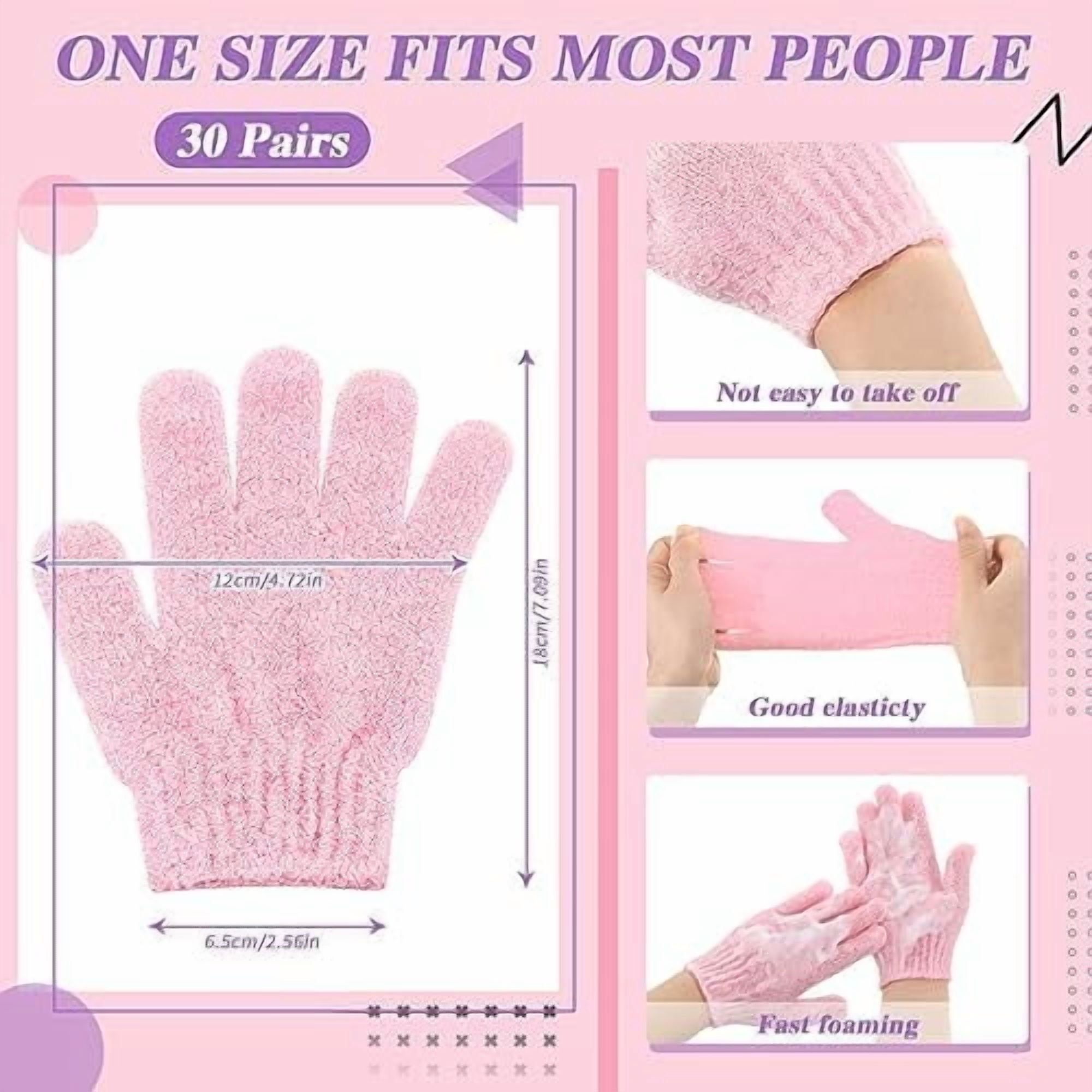 30 Pair Exfoliating Glove Double Sided Exfoliating Bath Gloves Pack ...