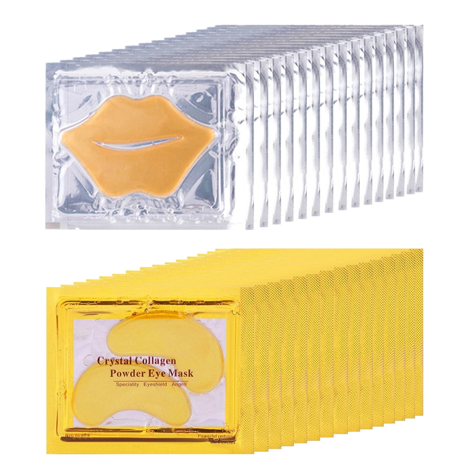 30 Pairs 24K Gold MMF7 Eye Masks & Collagen Lip Masks, Crystal Collagen Eye Patches for Puffy ...