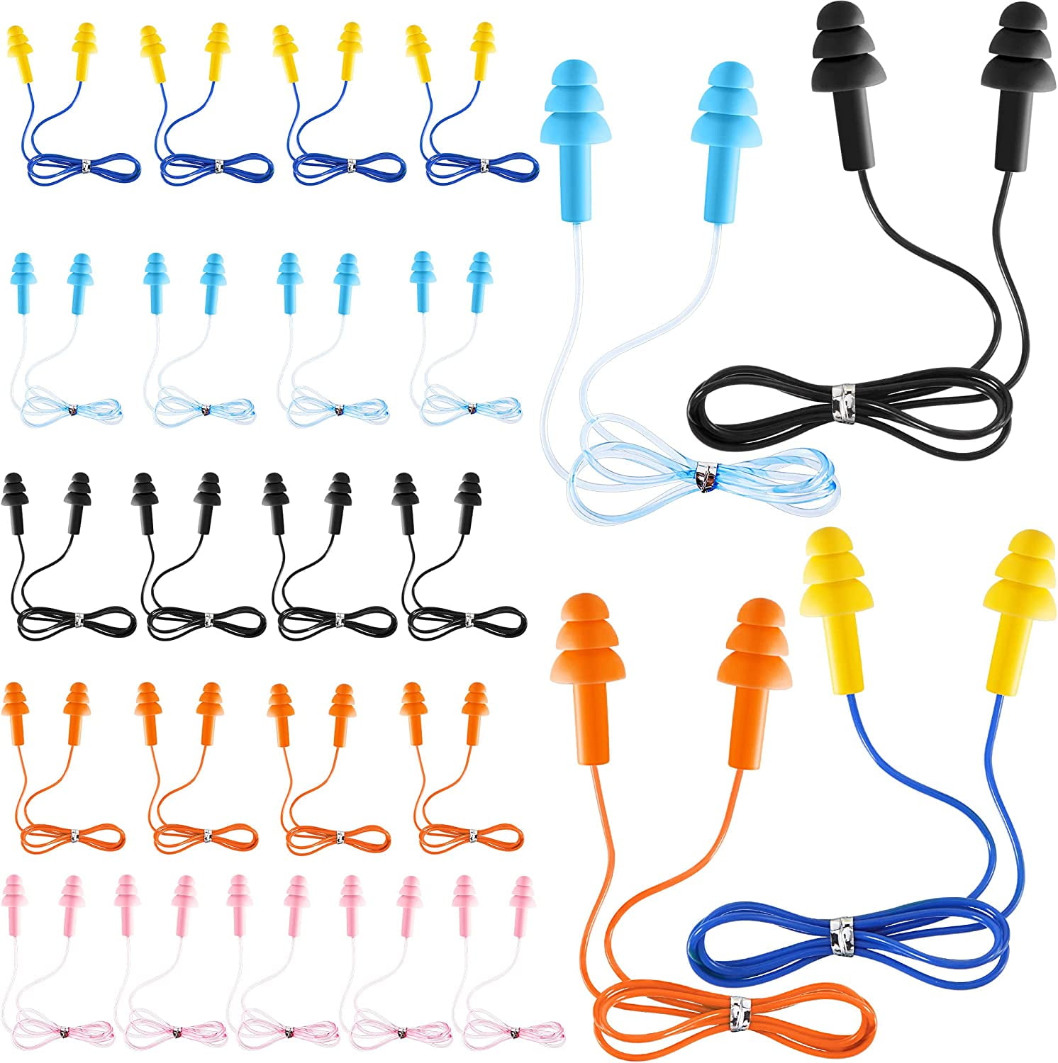 30 Pairs or 60 Pairs Corded Ear Plugs Silicone Waterproof Ear Plugs ...