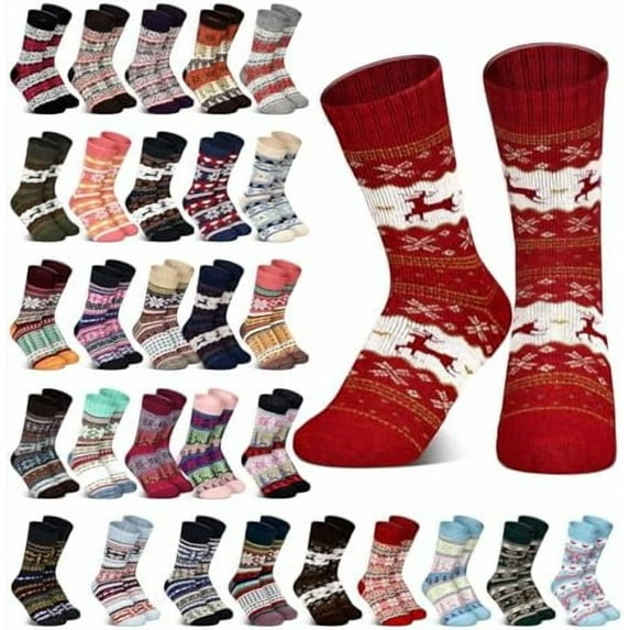 30 Pairs Christmas Fuzzy Socks in Bulk for Women Adult Men Gifts Fluffy ...