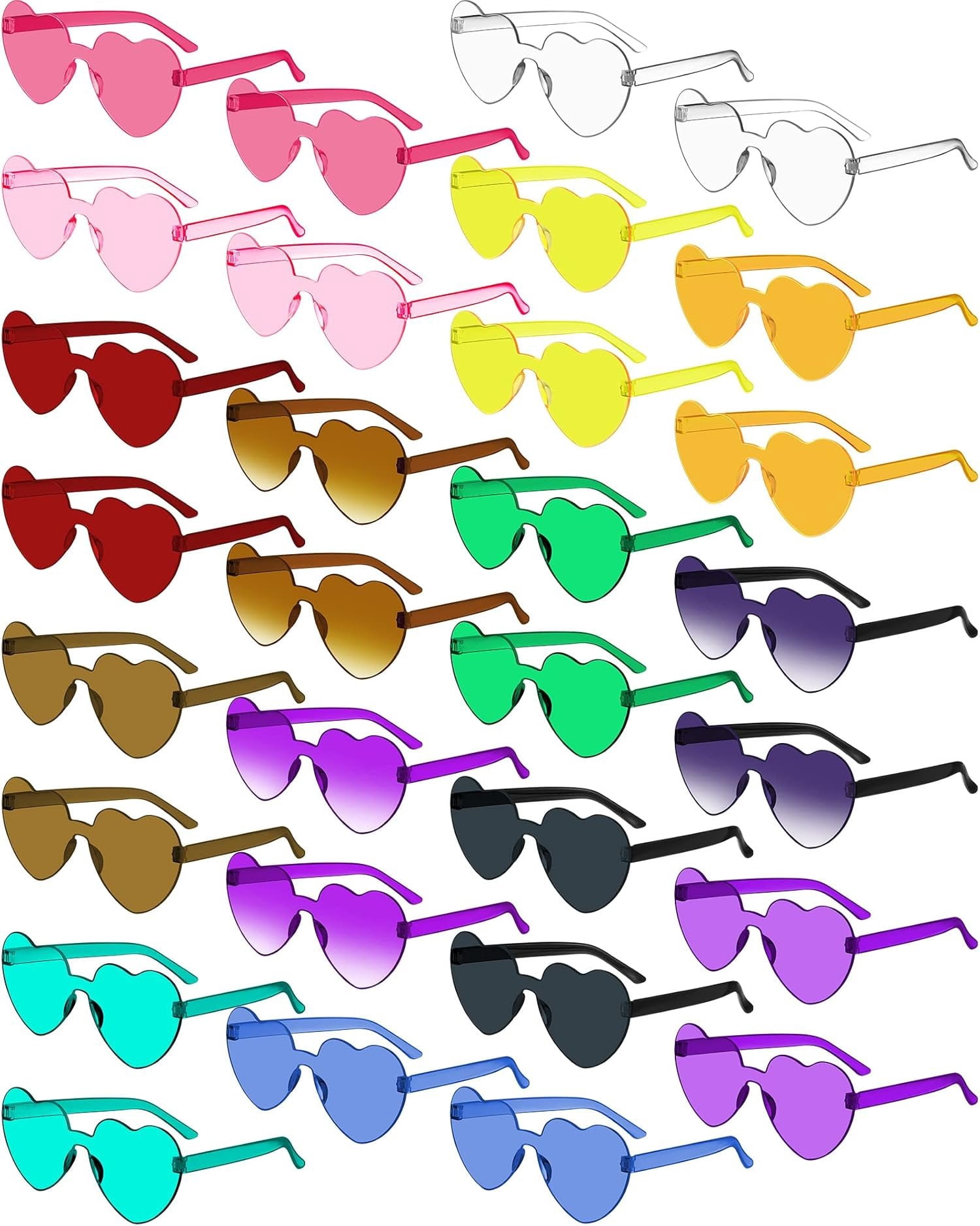 30 Pairs Heart Shaped Sunglasses for Women Trendy Transparent Heart ...