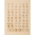 30 Pairs Yellow Gold-4 Earring Set With Hearts, Flowers, Pearls ...