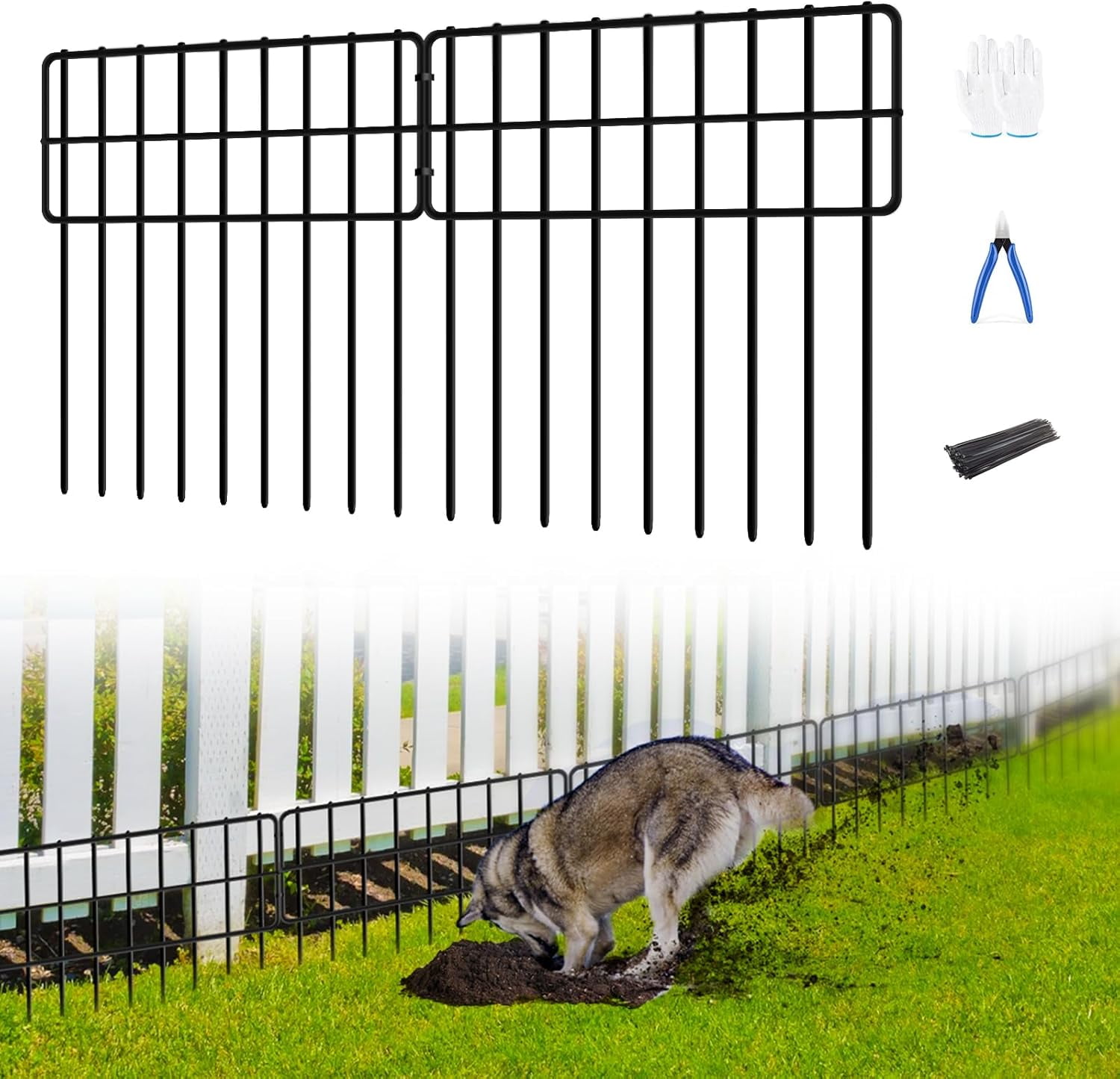 30 Panels No Dig Fence, Animal Barrier Fencing, 13in(H) x 30ft(L) Fence ...