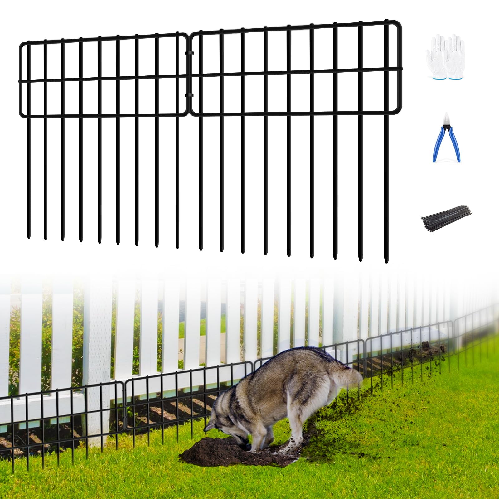 30 Panels No Dig Fence, Animal Barrier Fencing, 13in(H) x 30ft(L) Fence ...