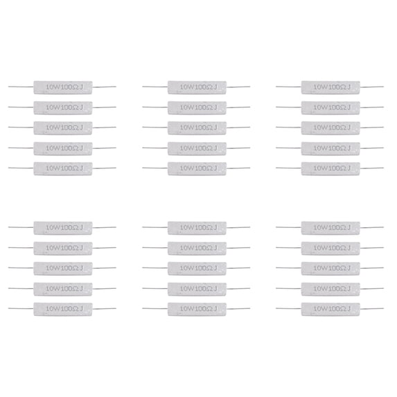 30 Pcs 10W Watt 100 Ohm 5% Wirewound Cement Resistors - Walmart.com