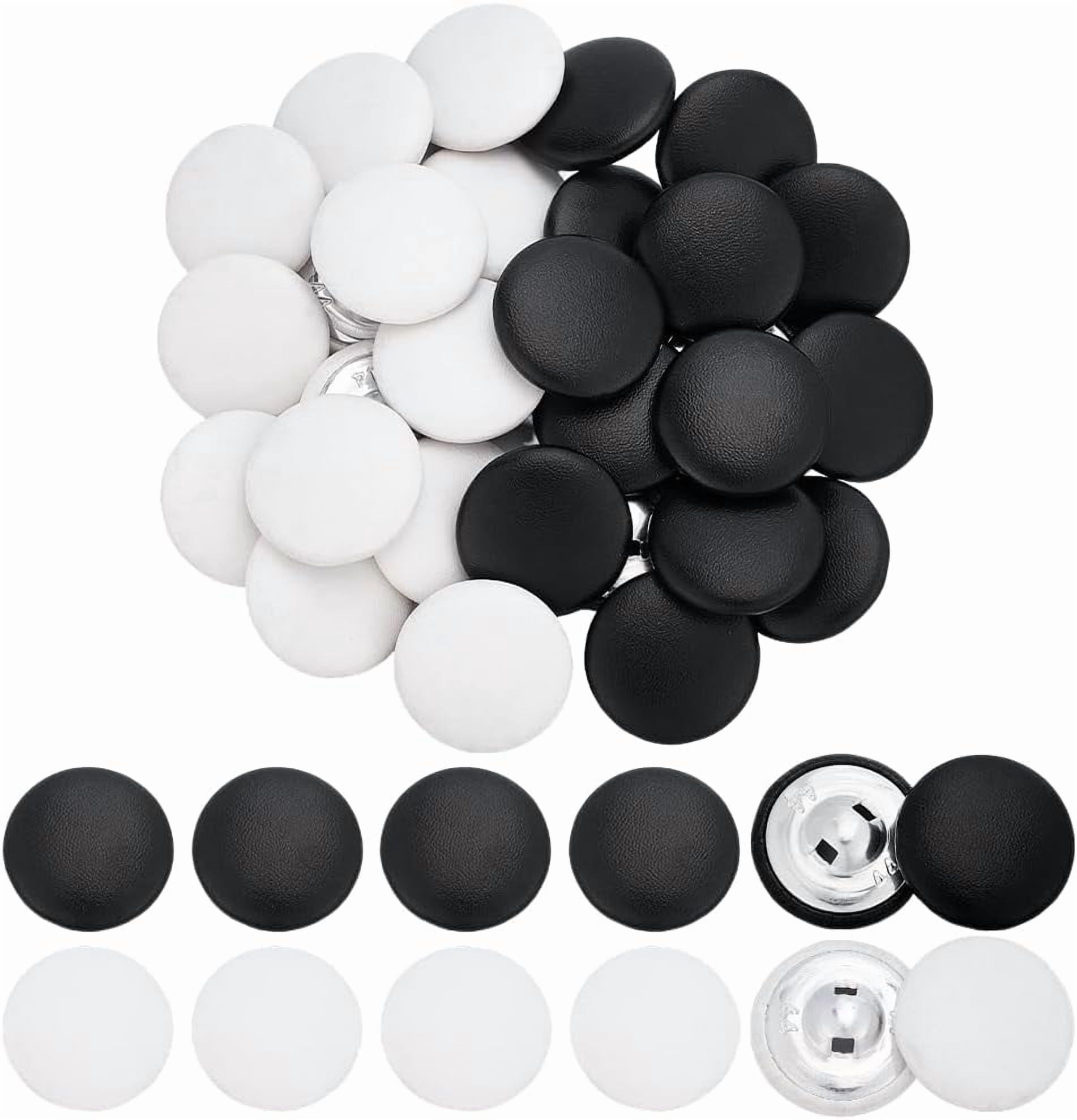 30 Pcs 2 Colors Leather Covered Button 1.12Inch Metal Shank Round ...