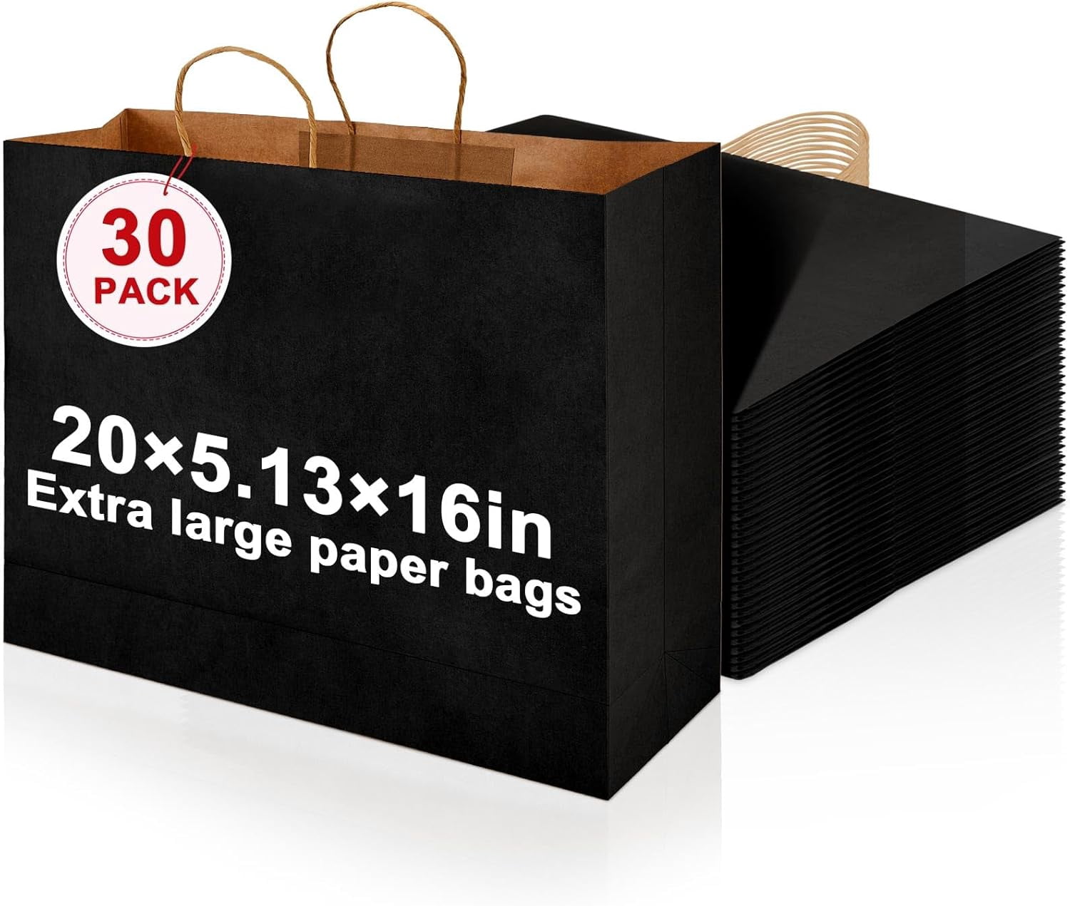 30 Pcs 20x16x5 Inch Extra Large Paper Gift Bags with Handles Bulk Kraft ...