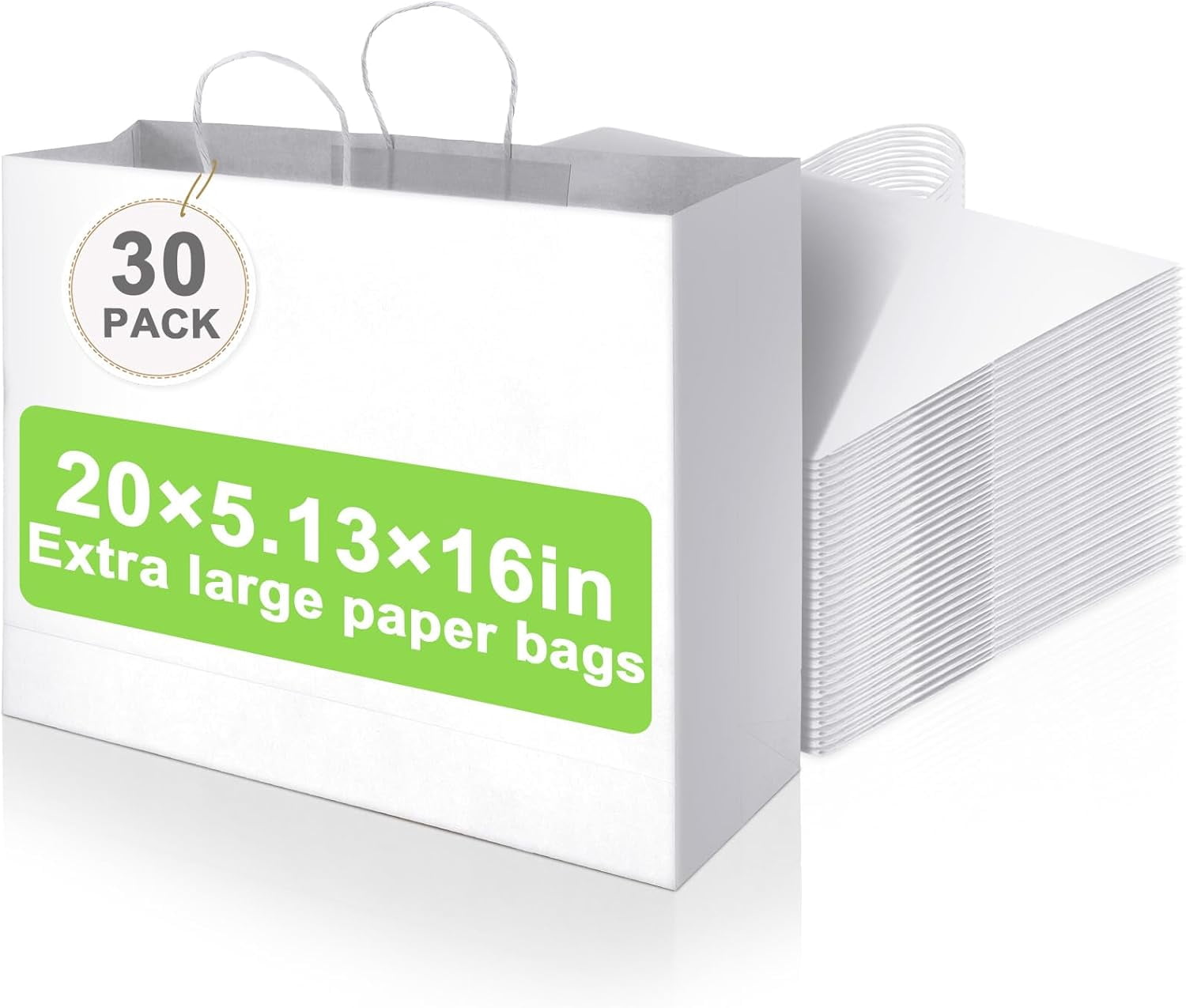 30 Pcs 20x16x5 Inch Extra Large Paper Gift Bags with Handles Bulk Kraft ...
