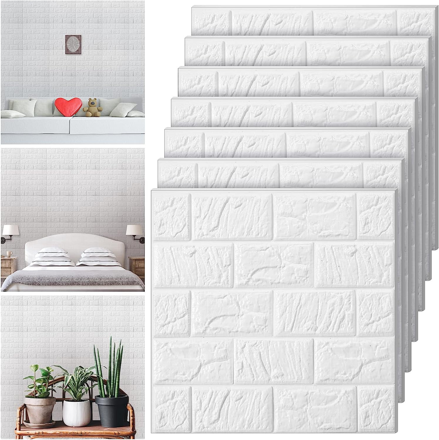 30 Pcs 28.81 Sq ft 3D Wall Panels Peel and Stick Foam Brick Wallpaper ...