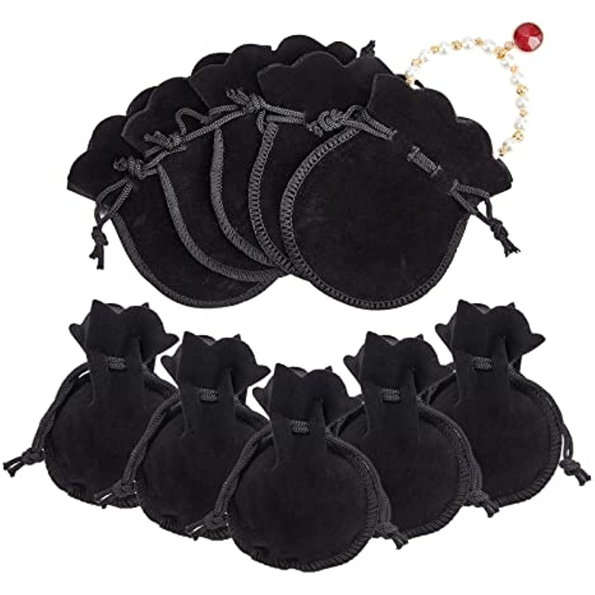 30 Pcs 3.54"x2.75" Velvet Cloth Drawstring Bags Calabash Shape ...