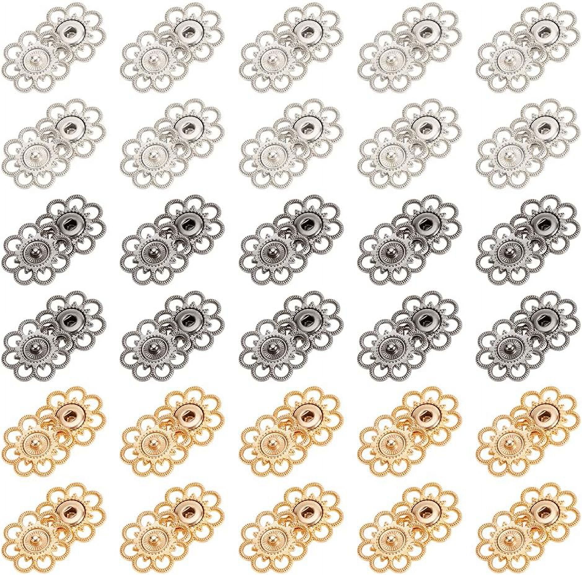 30 Pcs 3 Colors Sew-On Snap Press Button 1 inch Hollow Alloy Snap ...