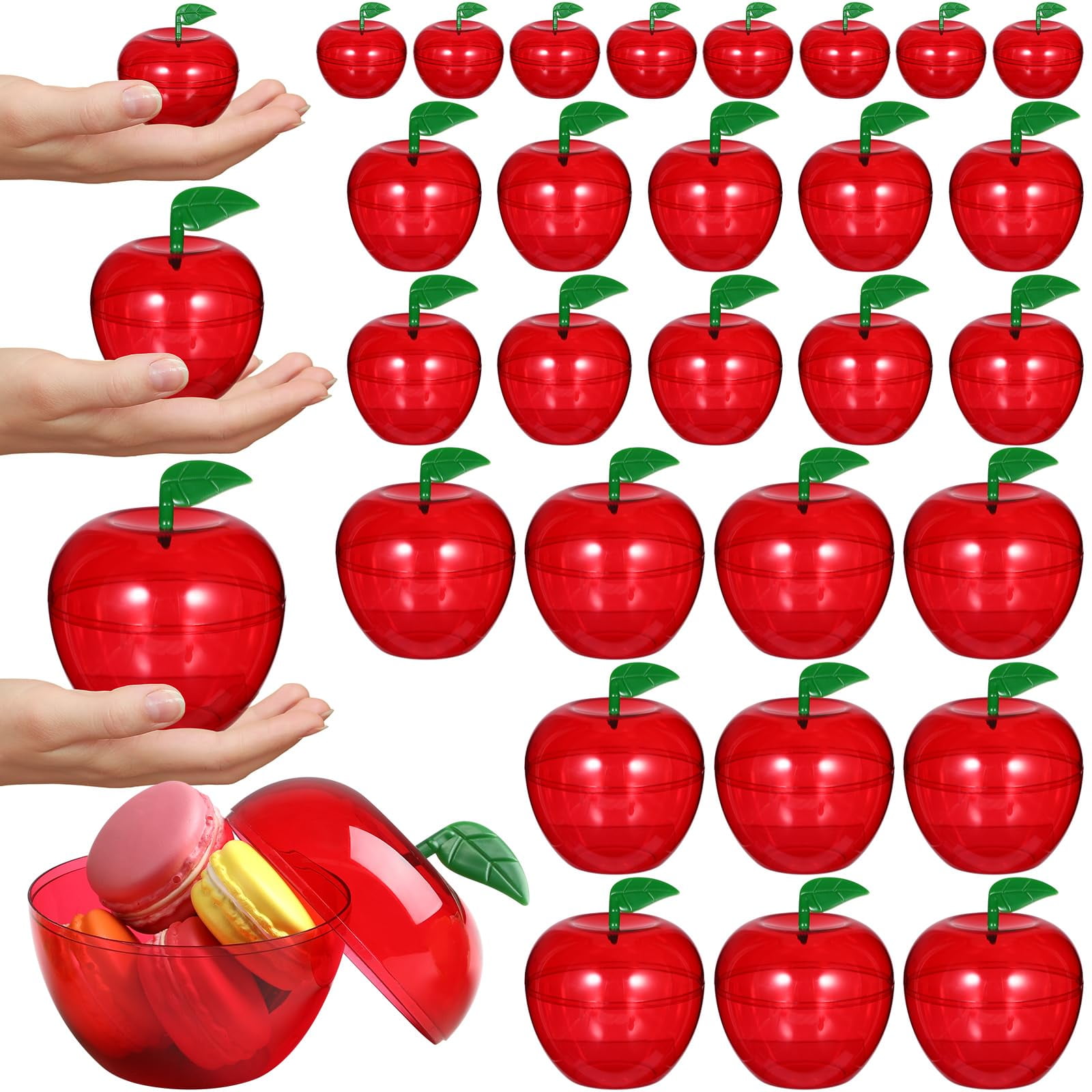 30 Pcs 3 Sizes Plastic Apple Container Appreciation Teacher Gifts Bulk ...