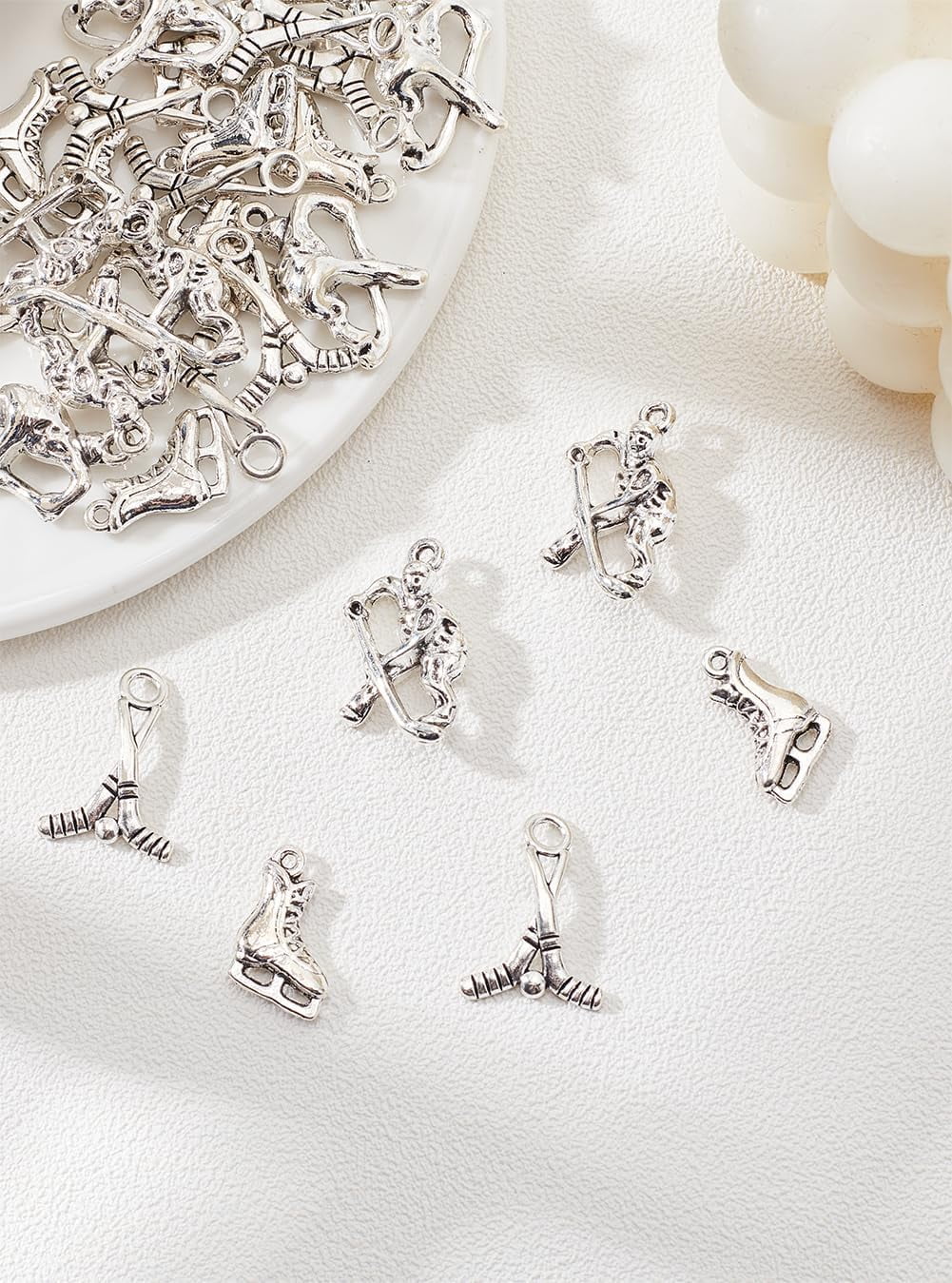 30 Pcs 3 Styles Hockey Charms Silver Sport Theme Charms for Necklace ...