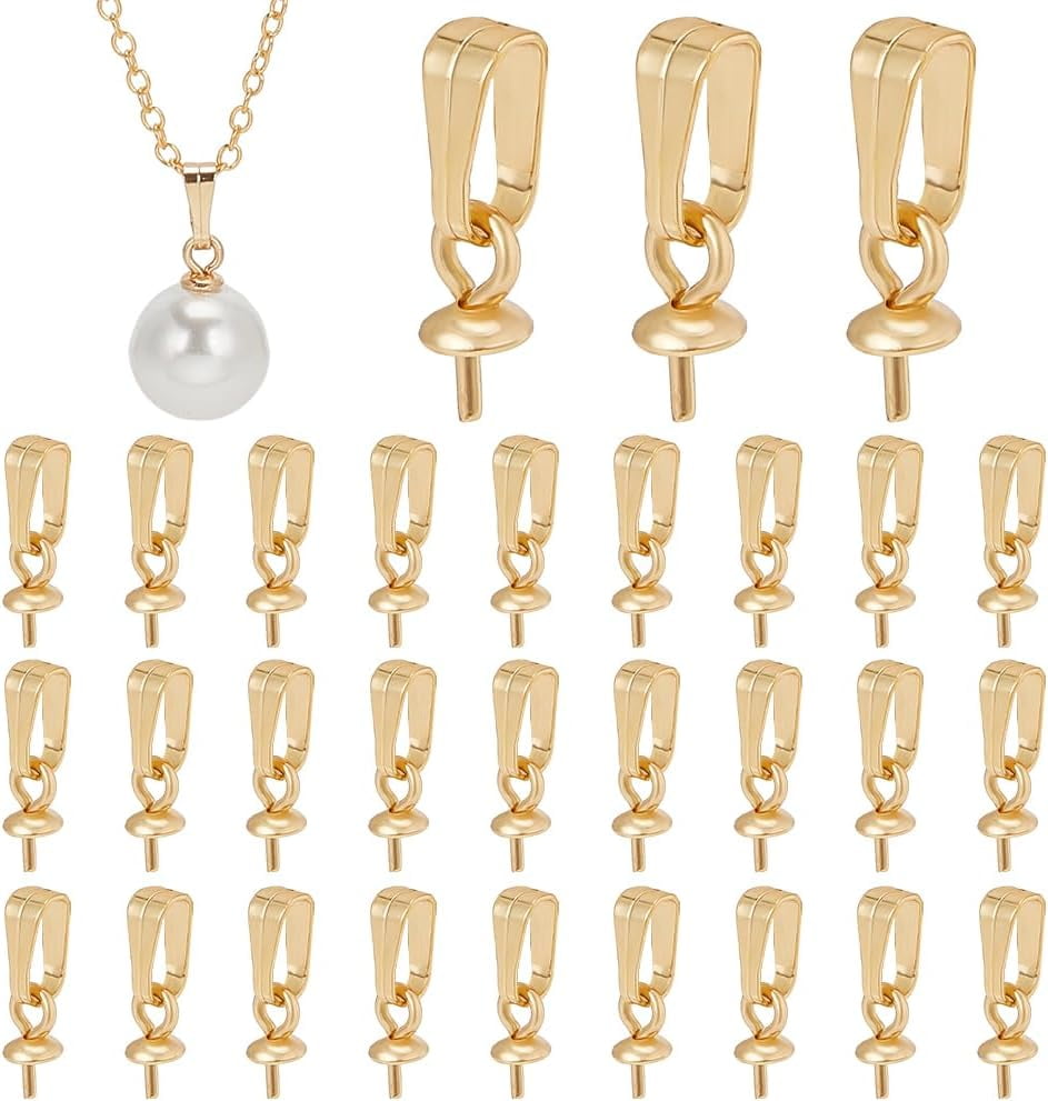 30 Pcs 304 Stainless Steel Gold Eye Pin Peg Bail 10mm Classic Jewelry ...