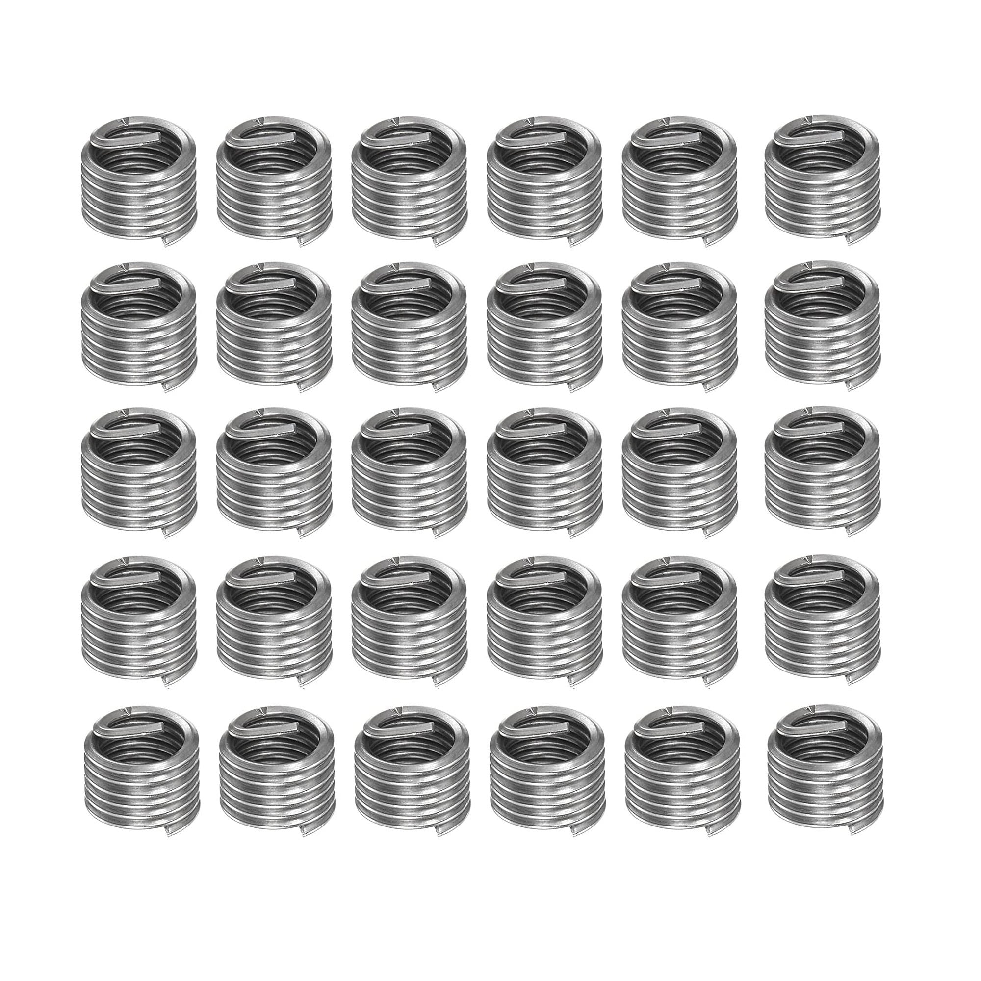 30 Pcs 304 Stainless Steel Metric M6x1.0x1.5D Wire Thread Inserts Steel ...
