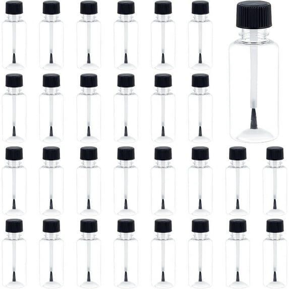 30 Pcs 30ml/1oz Clear PET Nail Polish Bottles Empty Refillable Nail ...
