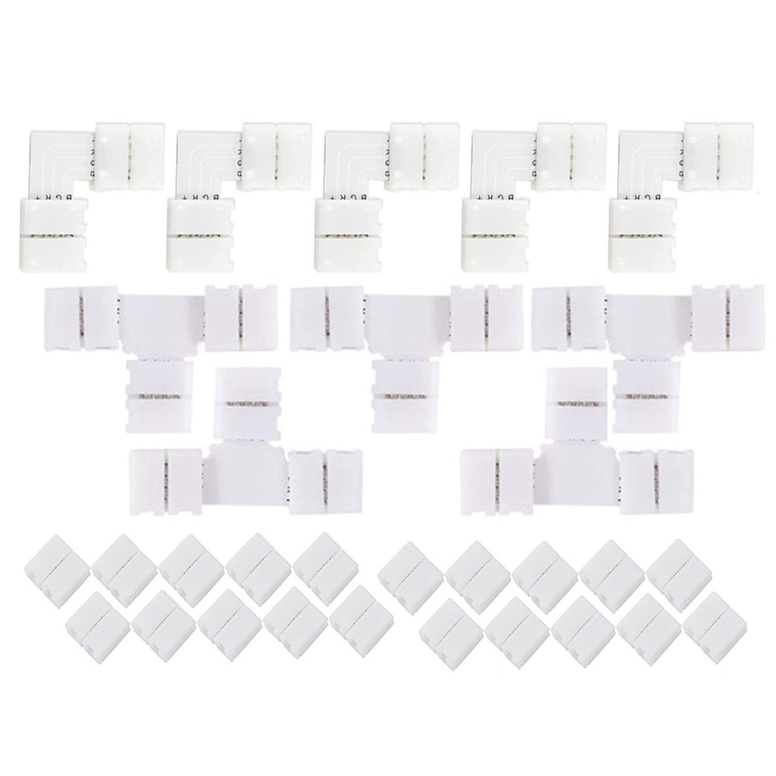 30 Pcs 4-Pin Solderless LED Connectors for T/L Shape Right Angle Corner ...