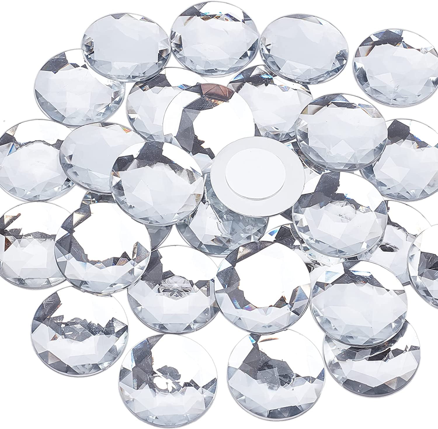 30 Pcs 40mm Extral Large Flat Back Round Acrylic Self-Adhesive ...