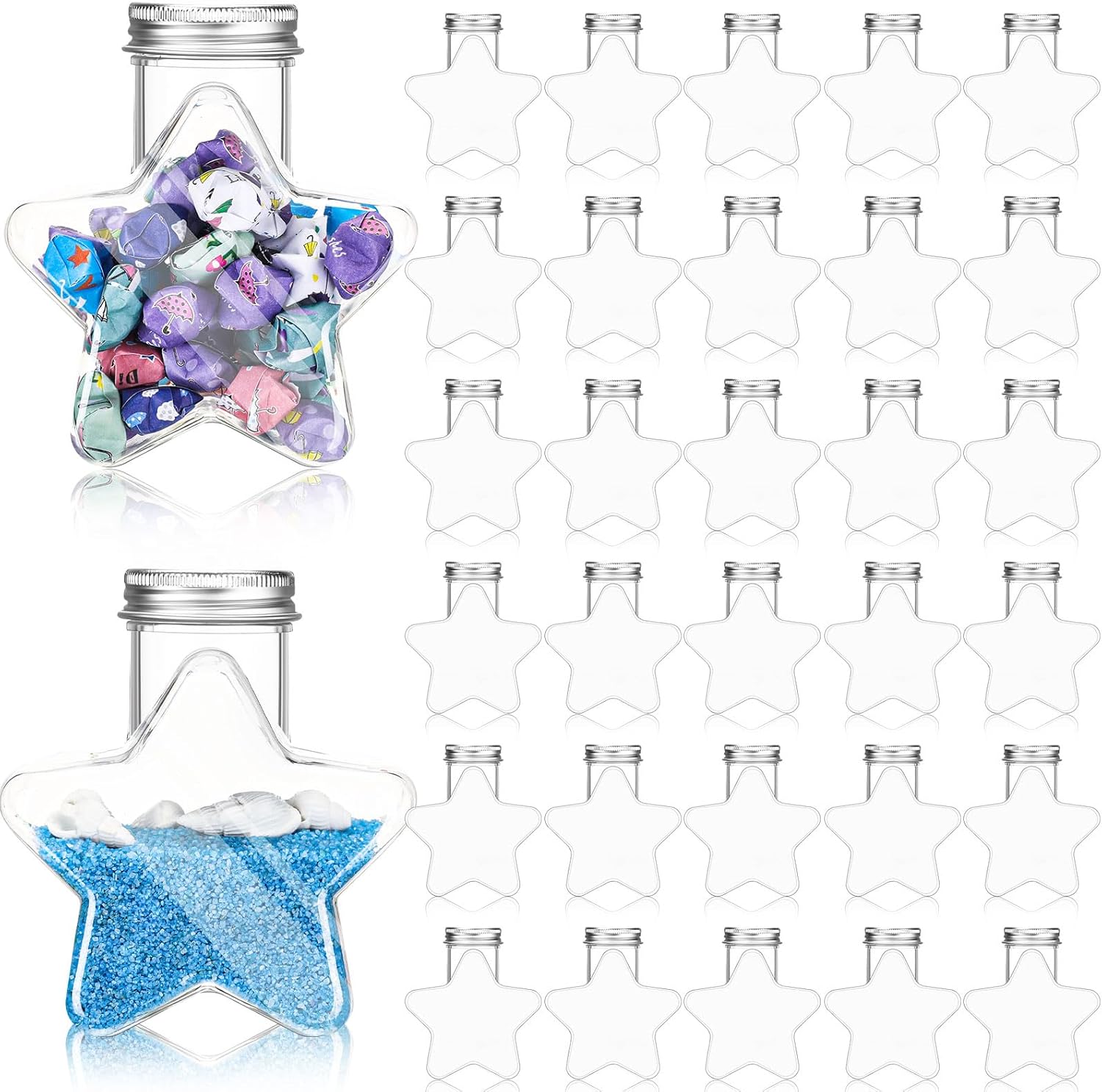 30 Pcs 5.5 oz Star Sand Art Bottles Plastic Clear Sand Bottles with ...