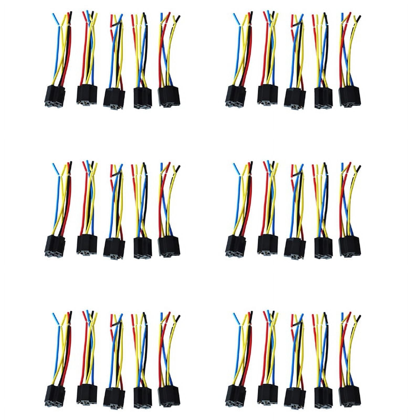 30 Pcs 5 Pin Wires Cable Relay Socket Harness Connector DC 12V for Car ...