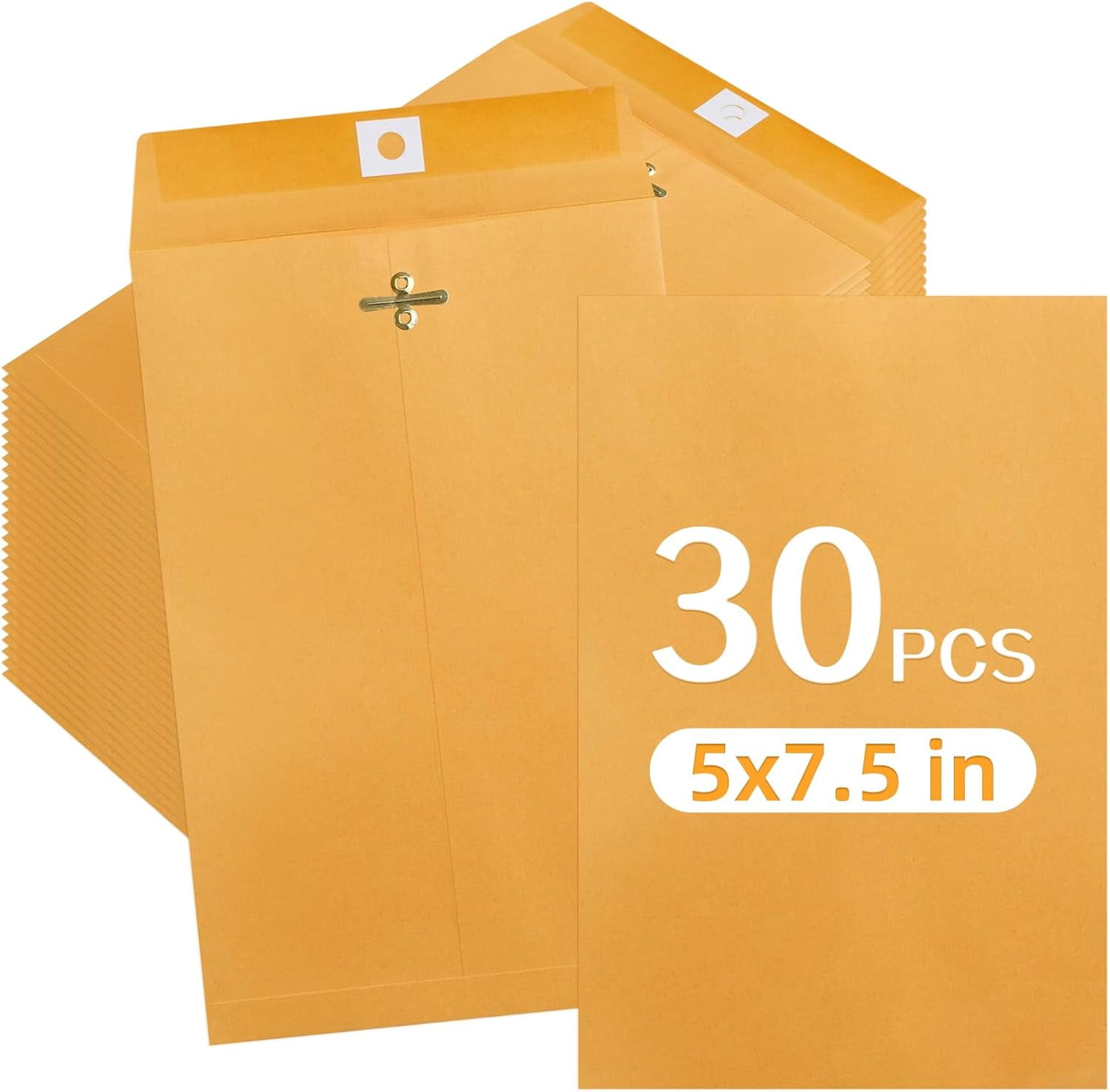 30 Pcs 5 x 7.5Inch Manilla Envelopes,Kraft Envelopes with Clasp Closure and Gummed Seal for ...