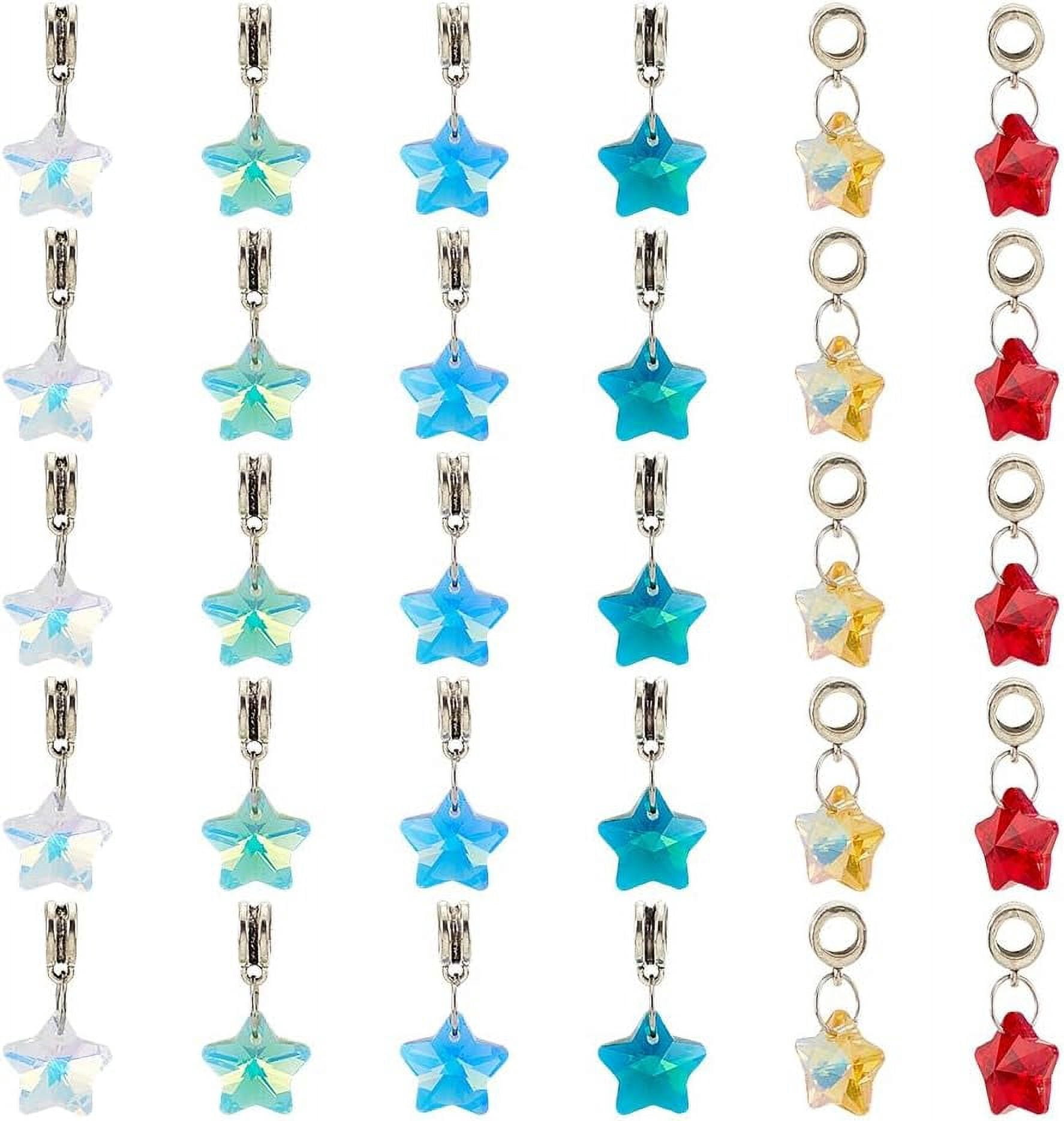 30 Pcs 6 Colors Crystal Star Charms Large Hole Charms with Antique ...