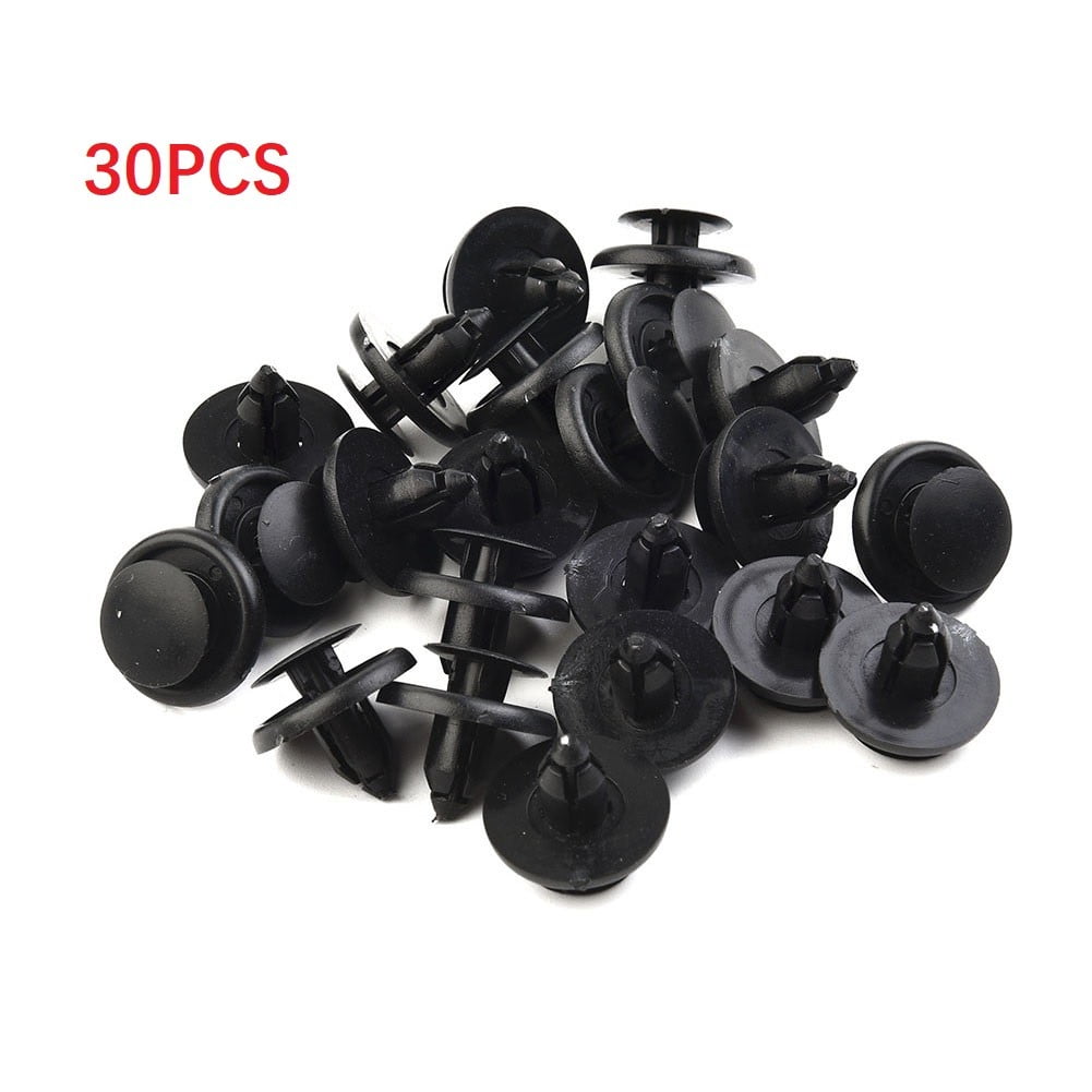 30 Pcs 7mm Dia Hole Black Plastic Rivets Fastener Car Bumper Pin Clips ...