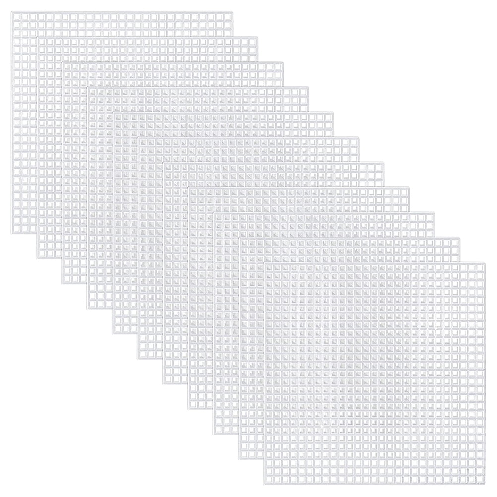 30 Pcs 8x8cm Square Mesh Plastic Canvas Sheets Cross Stitch Sewing ...