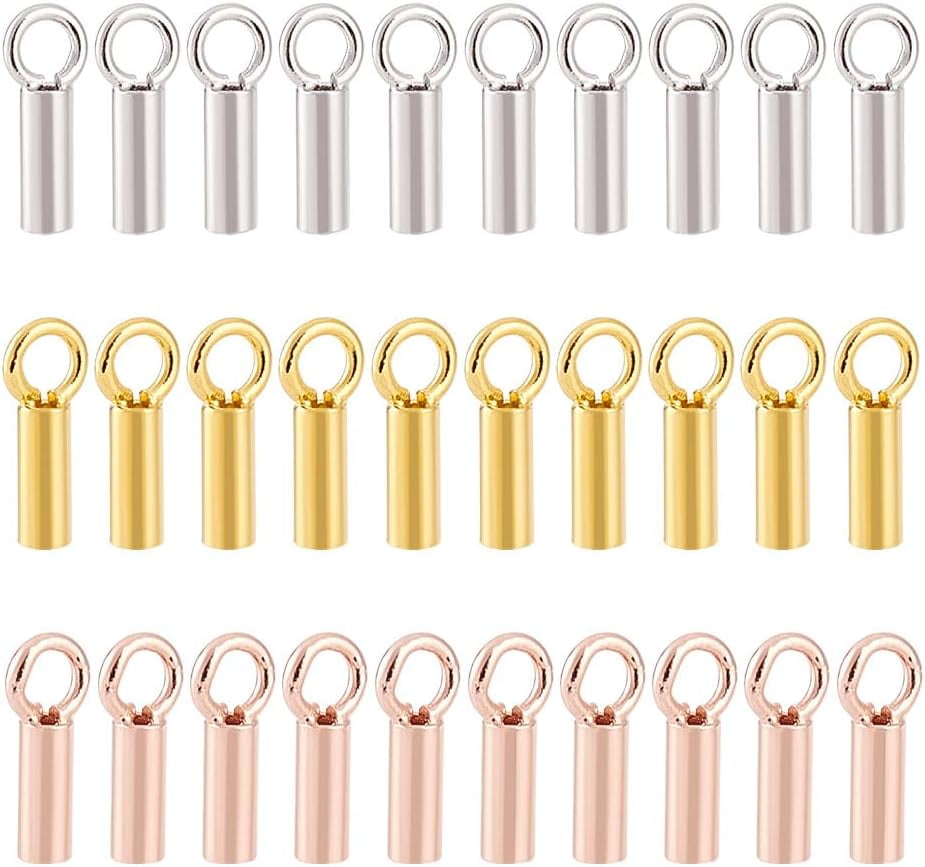 30 Pcs 925 Sterling Silver Cord Ends 3 Colors Sterling Silver Barrel ...