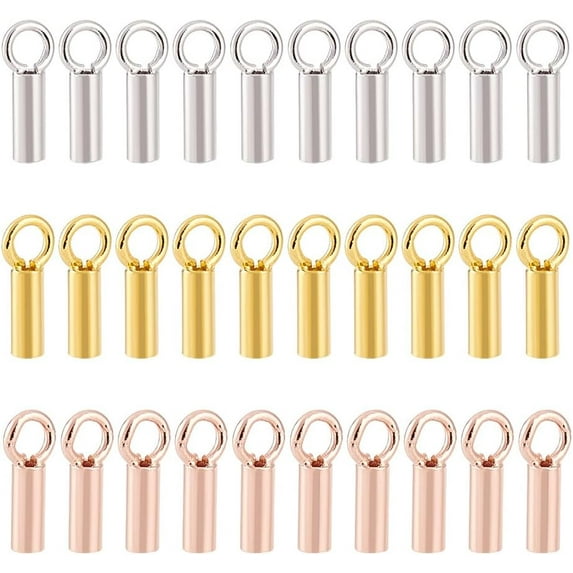 30 Pcs 925 Sterling Silver Cord Ends 3 Colors Sterling Silver Barrel ...
