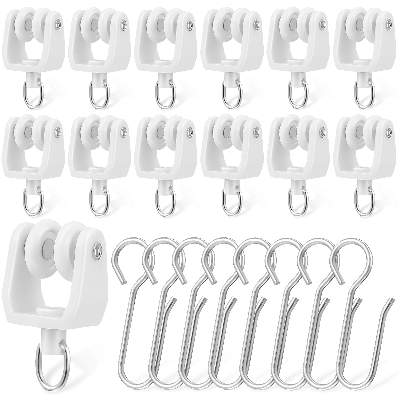 30 Pcs Accessories Curtain Rod Clips Track Gliders with Hooks Rollers ...