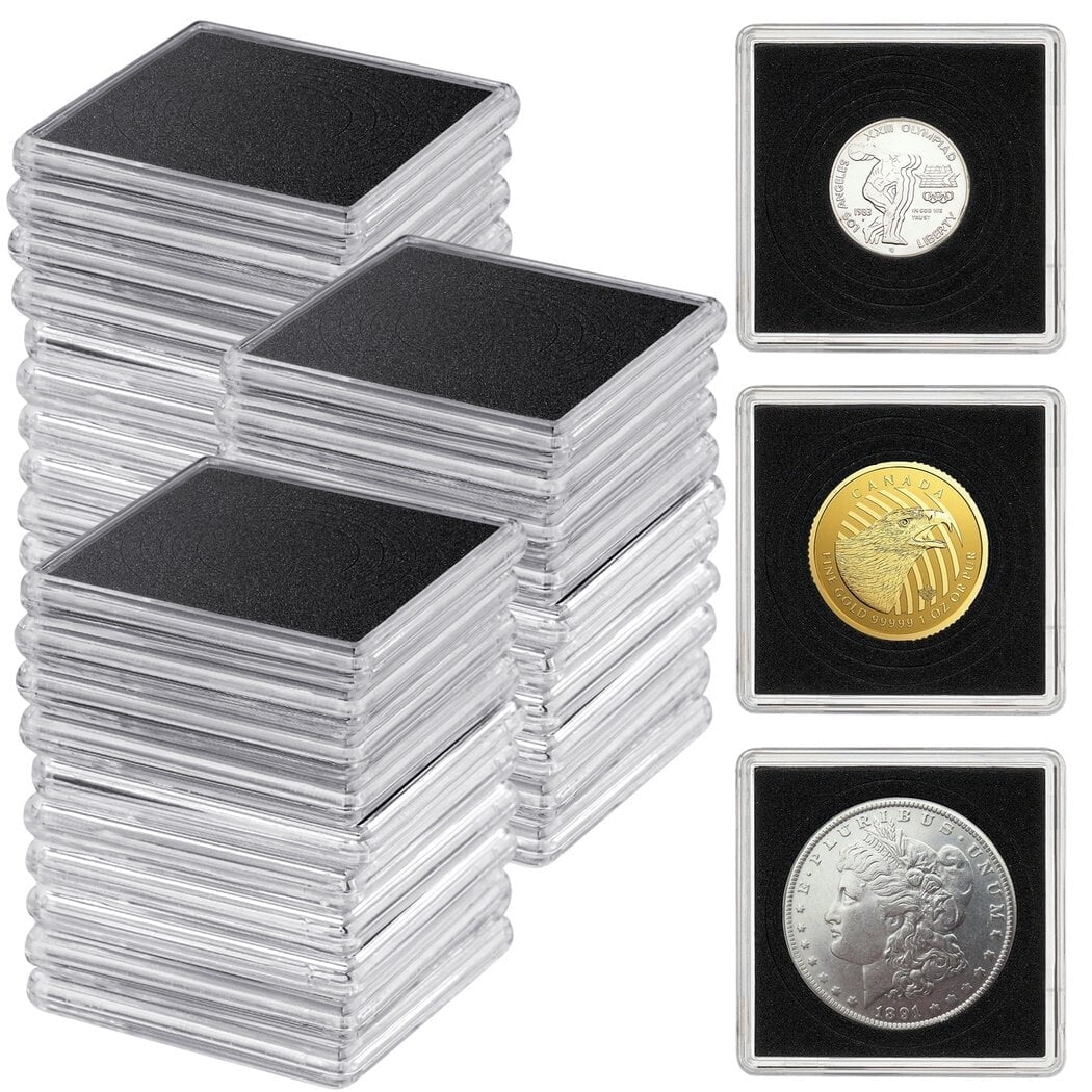 30 Pcs Acrylic Coin Snap Holders,Coin Capsule Storage Box with 5 Sizes ...
