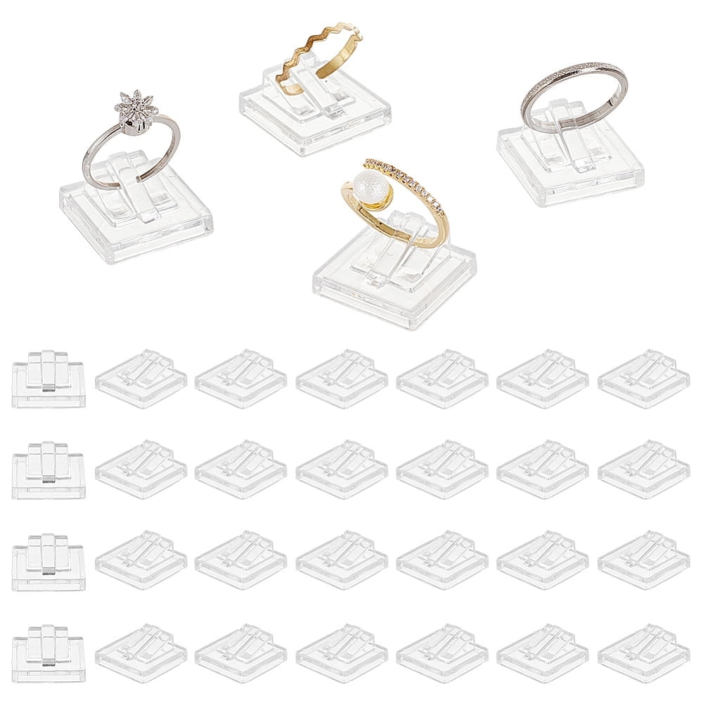 30 Pcs Acrylic Ring Display Holder Transparent Ring Showcase Display ...