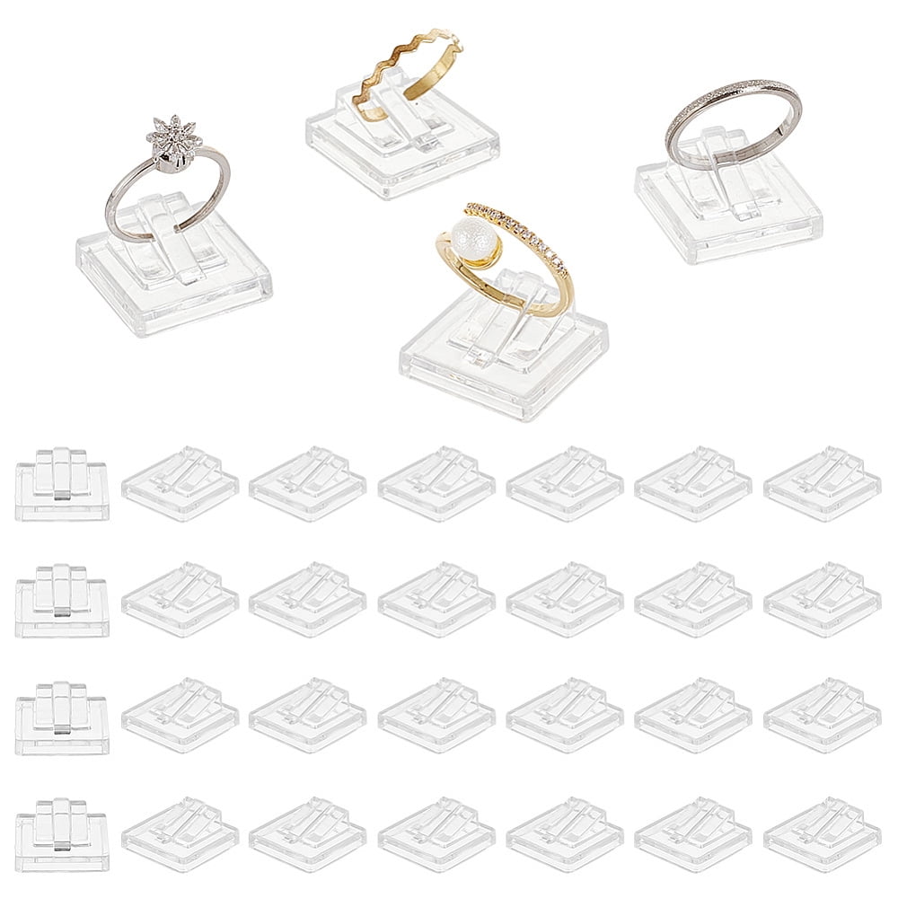 30 Pcs Acrylic Ring Display Holder Transparent Ring Showcase Display ...