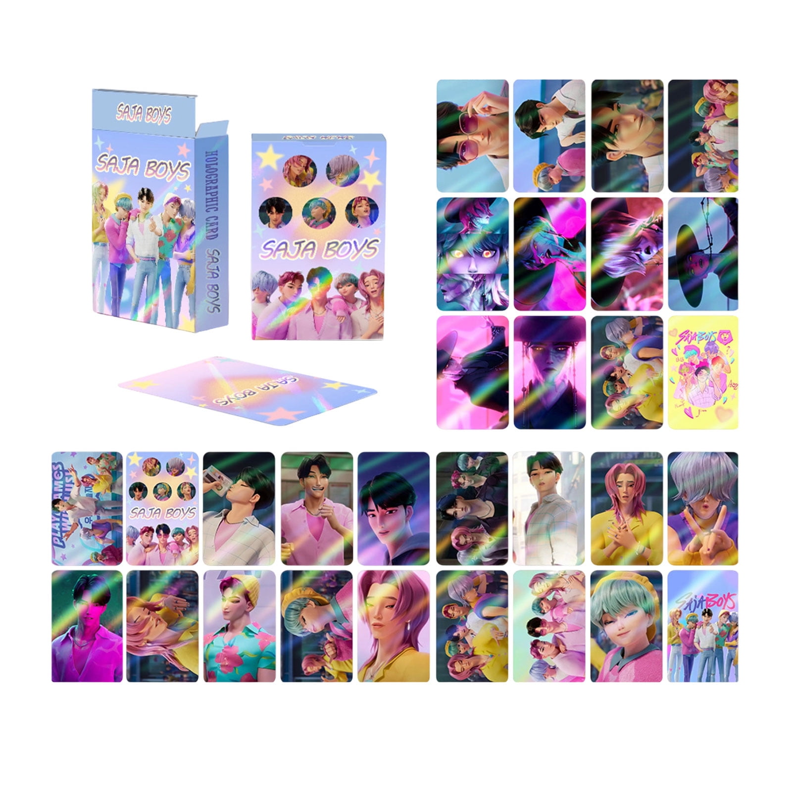 30 Pcs Anime Laser Flash Cards, K-POP Demon-Hunter Themed, Dazzling ...