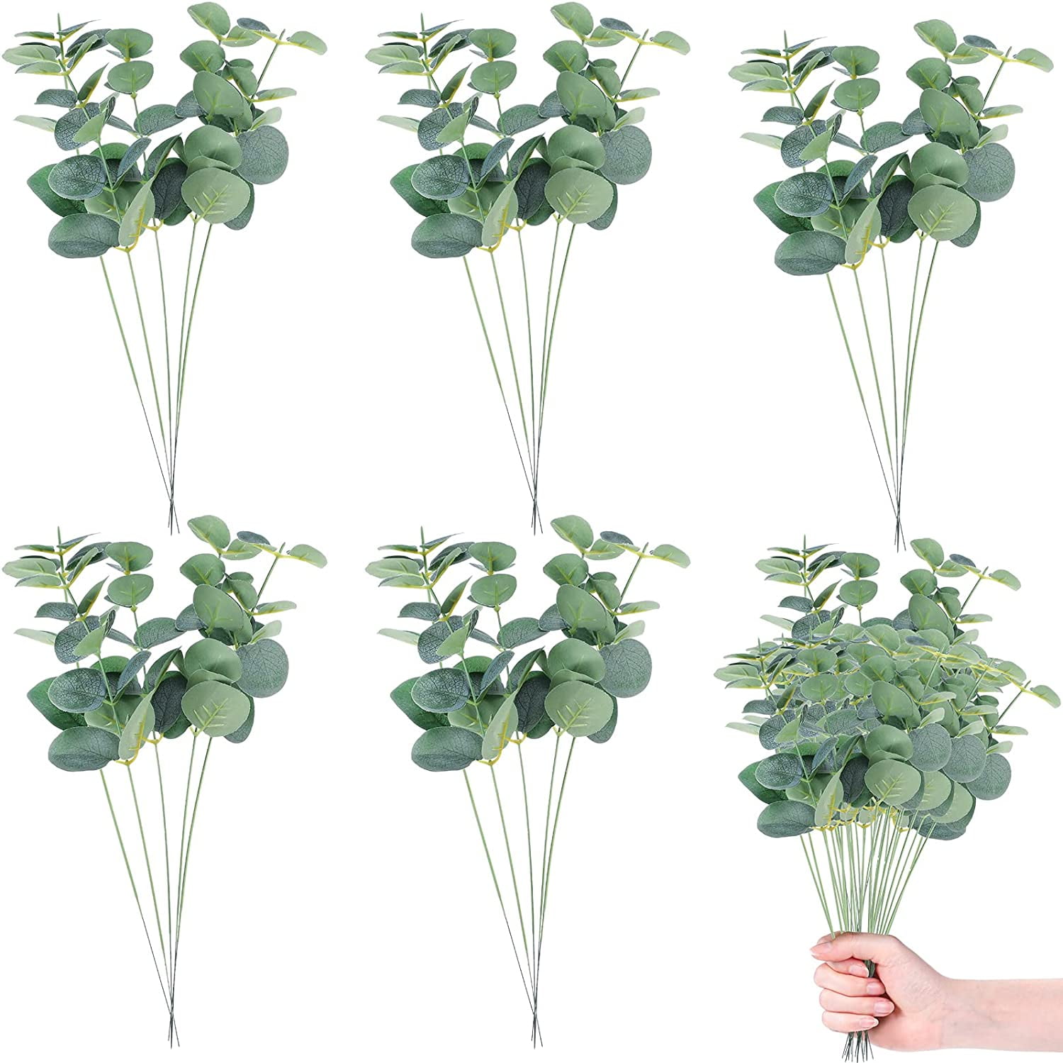 30 Pcs Artificial Eucalyptus Stems Faux Eucalyptus Leaves Fake Eucalyptus Branches Silk ...