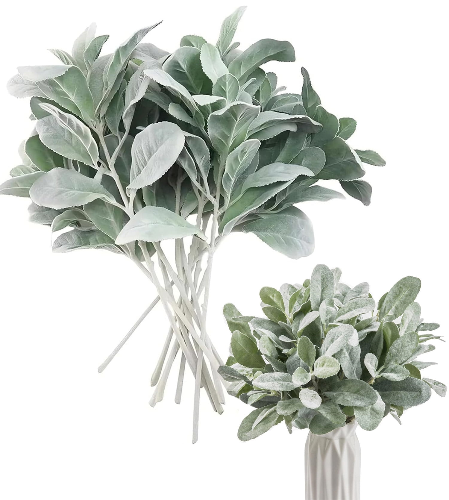 30 Pcs Artificial Lambs Ear Stems,Bexikou 7.87" Artificial Flocked ...