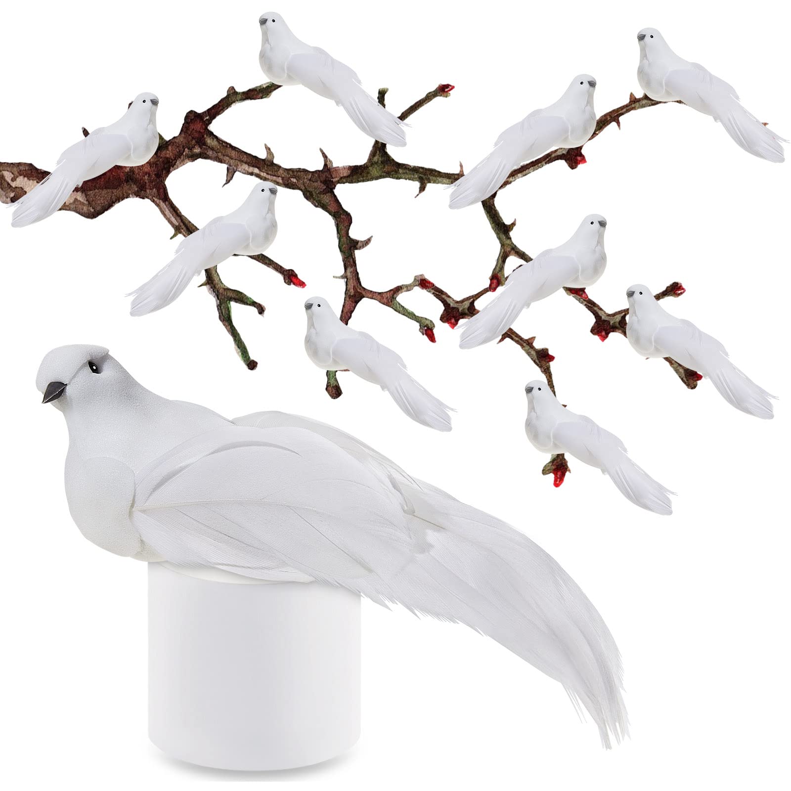 30 Pcs Artificial White Doves for Christmas Tree 5.3 Inch Long ...