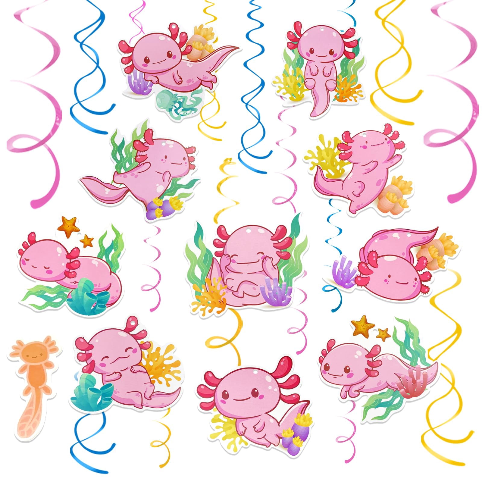 30 Pcs Axolotl Hanging STF9 Swirls Party Decorations Axolotl Birthday ...