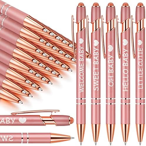 30 Pcs Baby Shower Pens Favors Bulk Rose Gold Ballpoint Pen Retractable ...