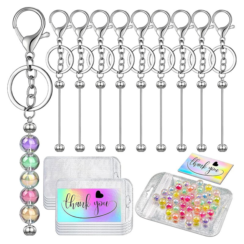 30 Pcs Beadable Keychains Set,10 Beads Blank Keychain10 Sealable ...