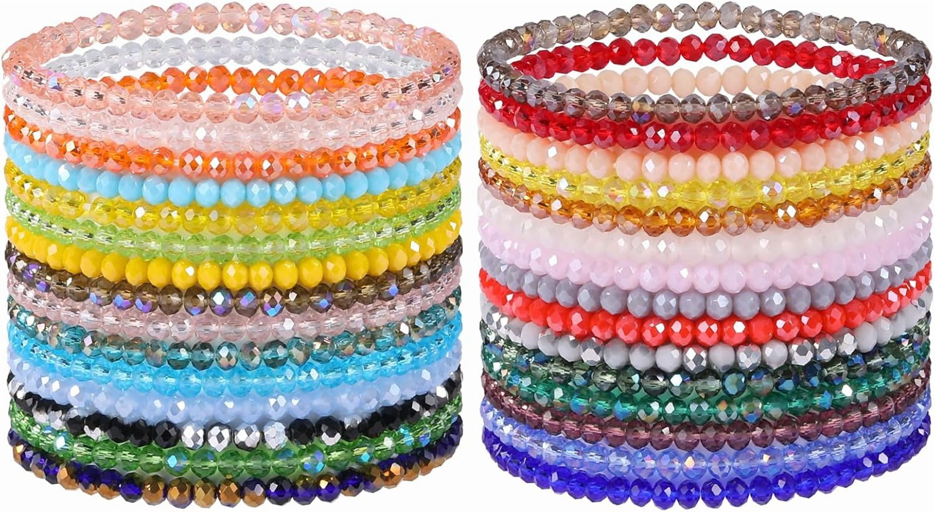 30 Pcs Beaded Top Bracelets Surfer Stretch Bracelets Set Colorful Glass ...